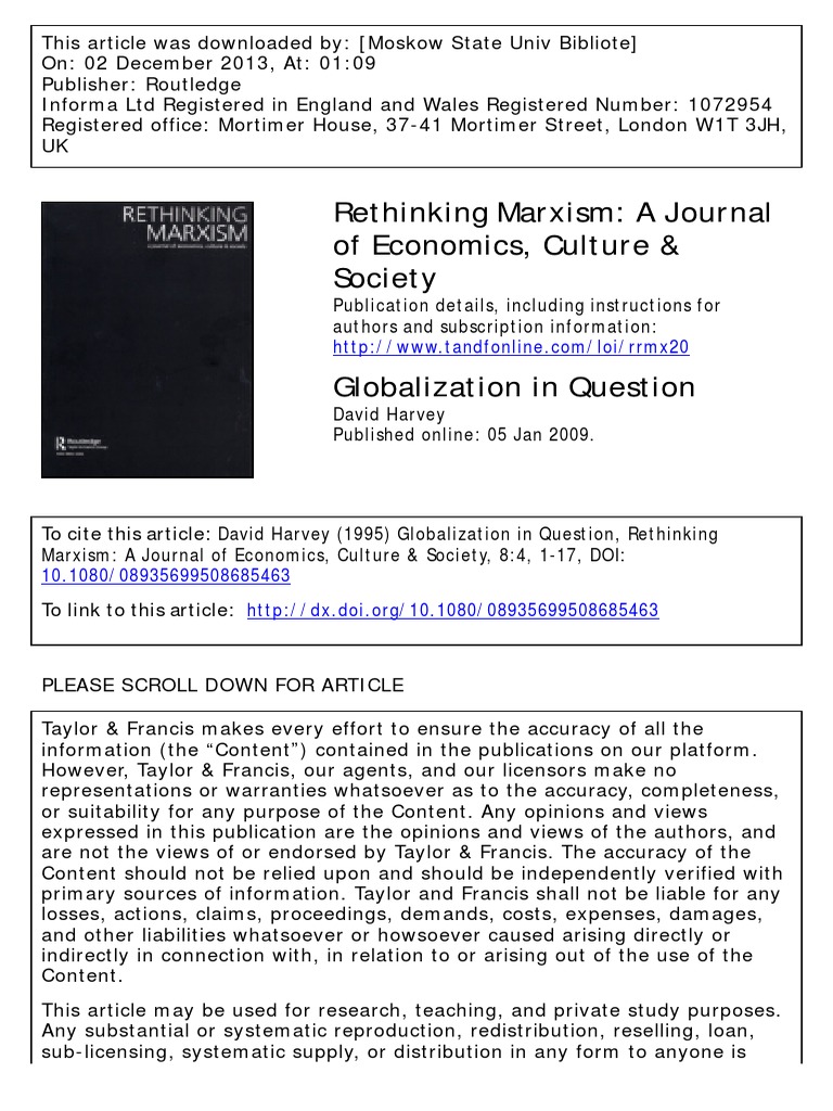 Harvey1995 Globalization in Question | PDF | Capitalism | Socialism Harvey1995 Globalization in Question | PDF | Capitalism | Socialism