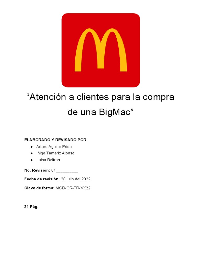 MCD Final 1.3 FINAL | PDF | Mc Donald's | Calidad (comercial)