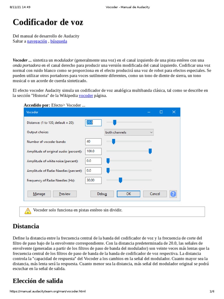 Vocoder - Manual de Audacity | PDF | Frecuencia | Sonido