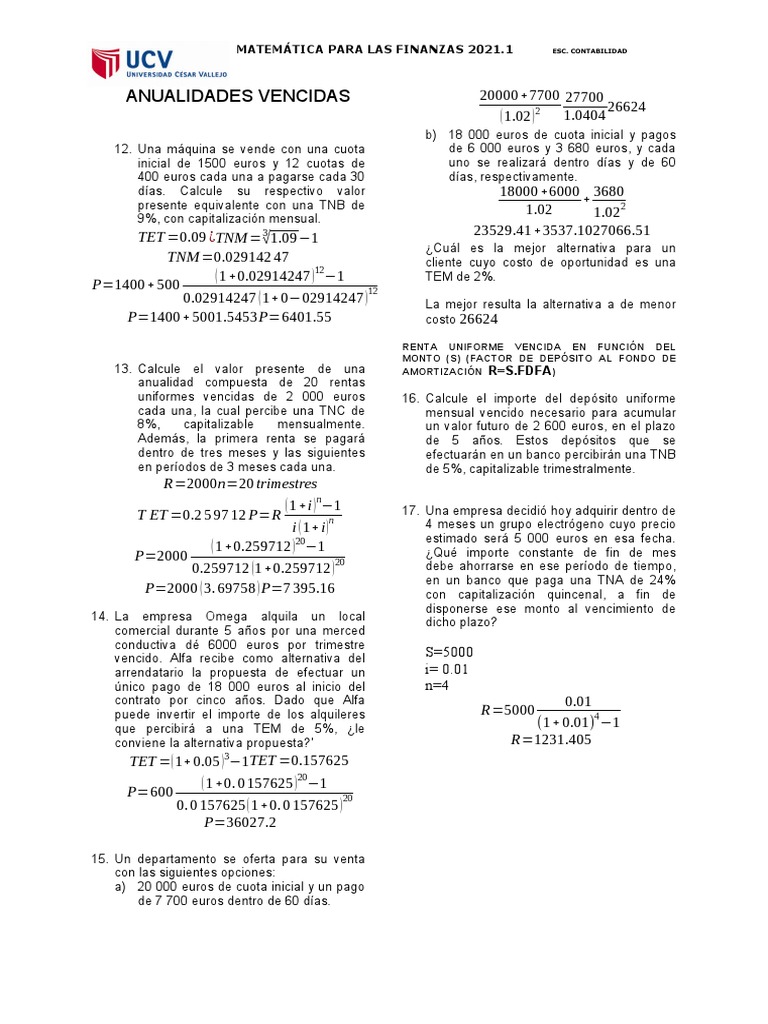 Finanzas: Anualidades y Valor Presente | PDF | Economias