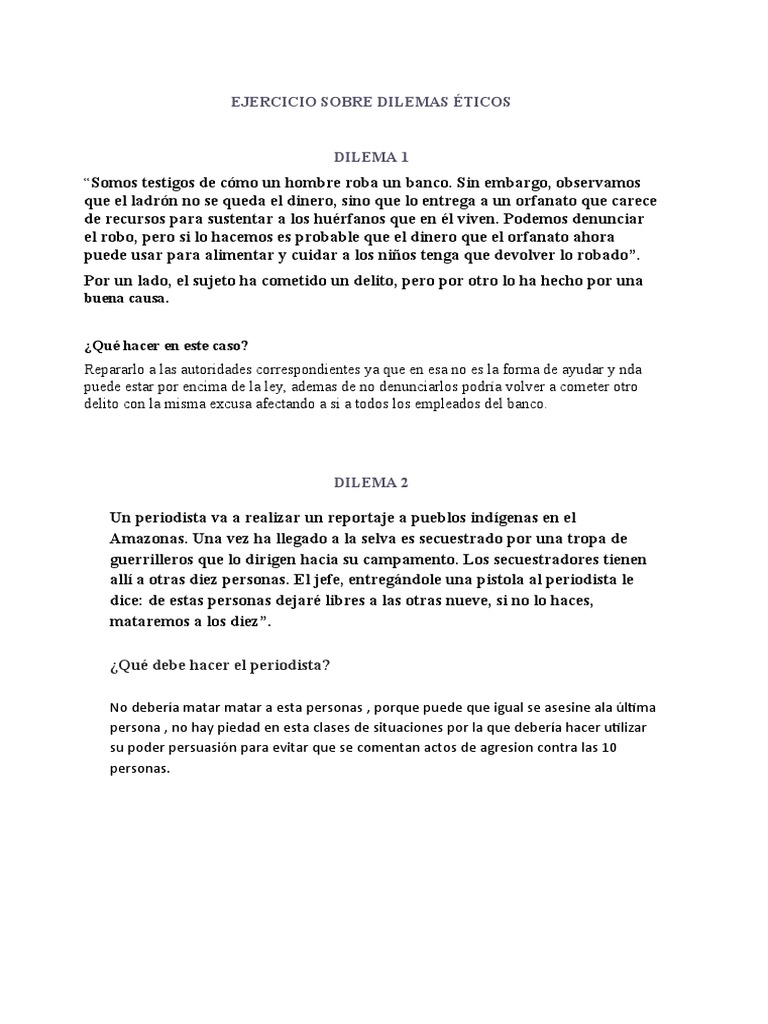 Dilemas Éticos Actividad Uasd | PDF