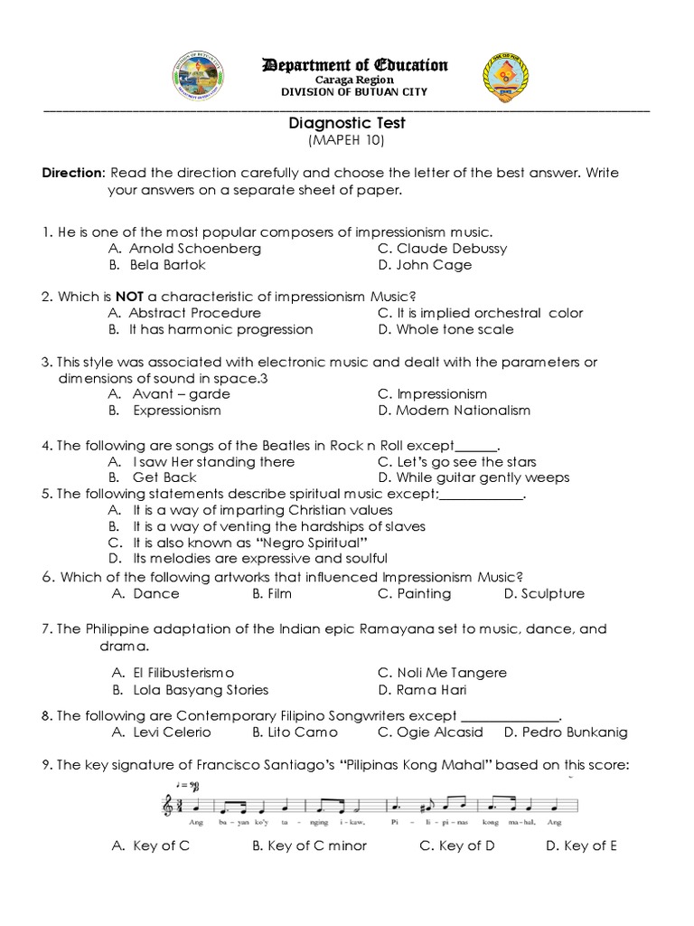Diagnostic Test MAPEH 10 | PDF | Physical Fitness | Obesity
