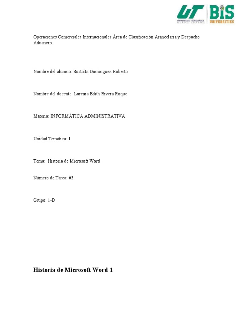 Historia de Microsoft Word: Evolución y Versiones | PDF | Microsoft ...