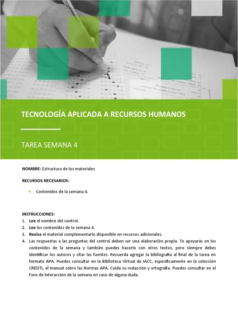IACC Semana 4 | PDF | Gestión de recursos humanos | Diseño