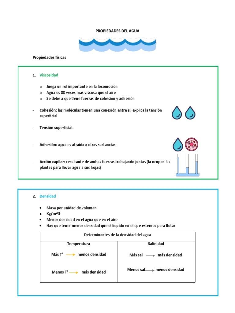 Propiedades Del Agua Pdf Agua Flotabilidad