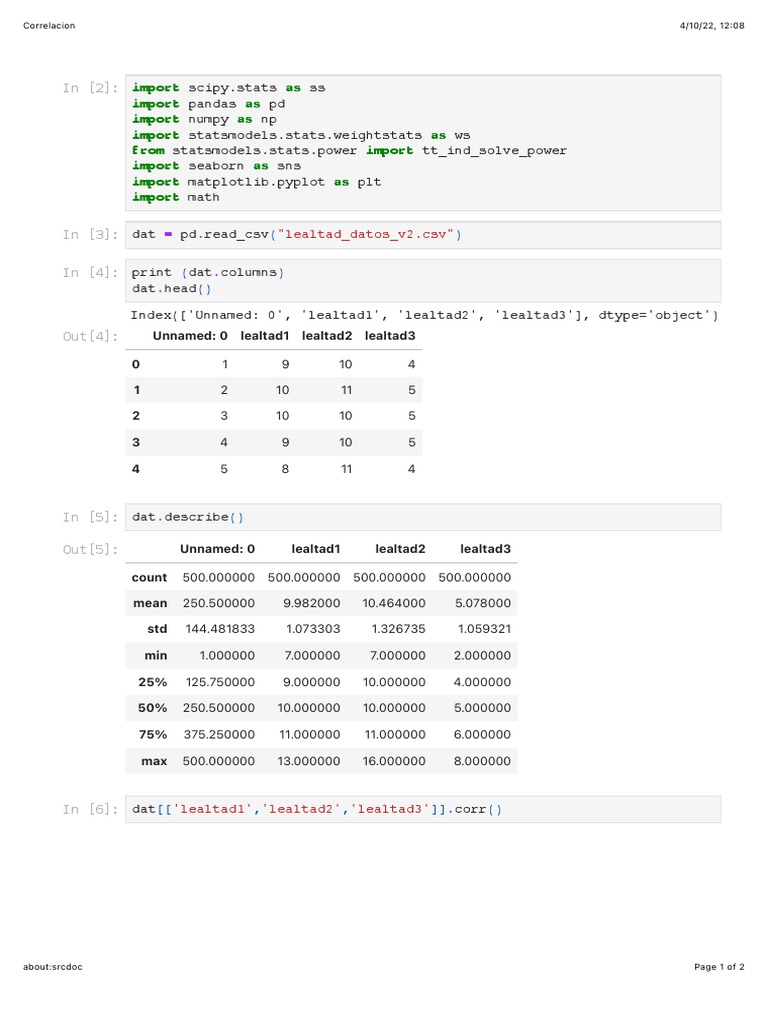 Correlación Python | PDF | Programación de computadoras