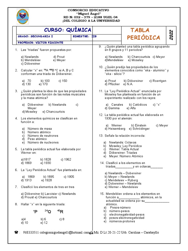 2do-3ero Quim T.P I | PDF | Tabla periódica | Física nuclear