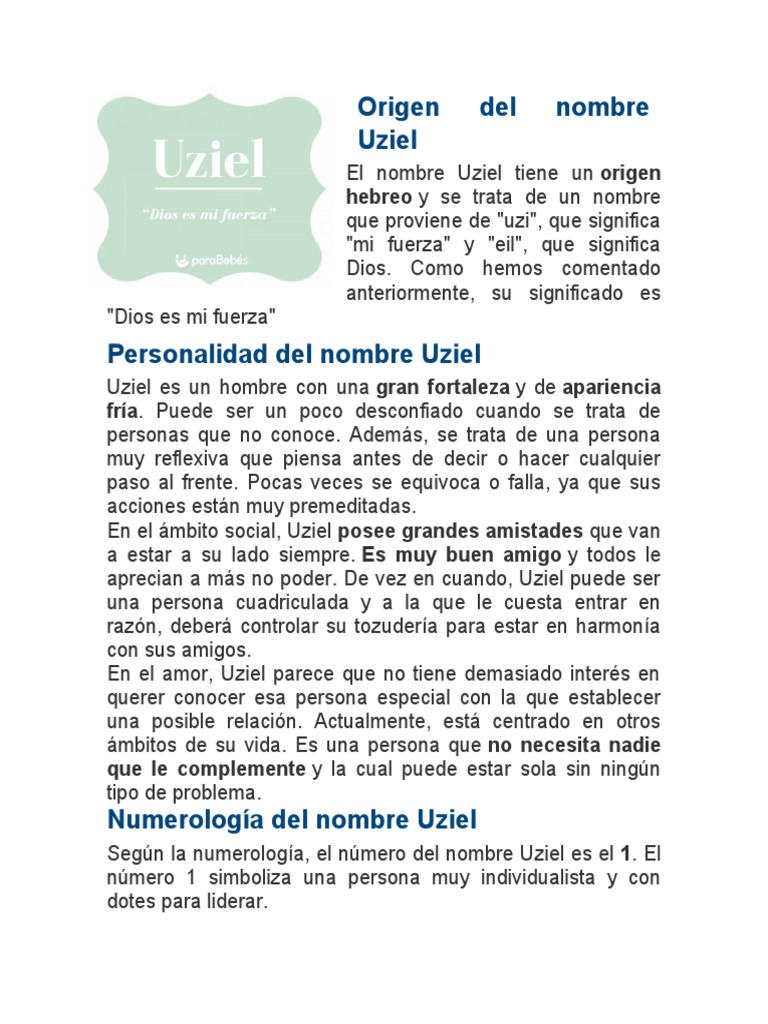 Origen Del Nombre Uziel | PDF