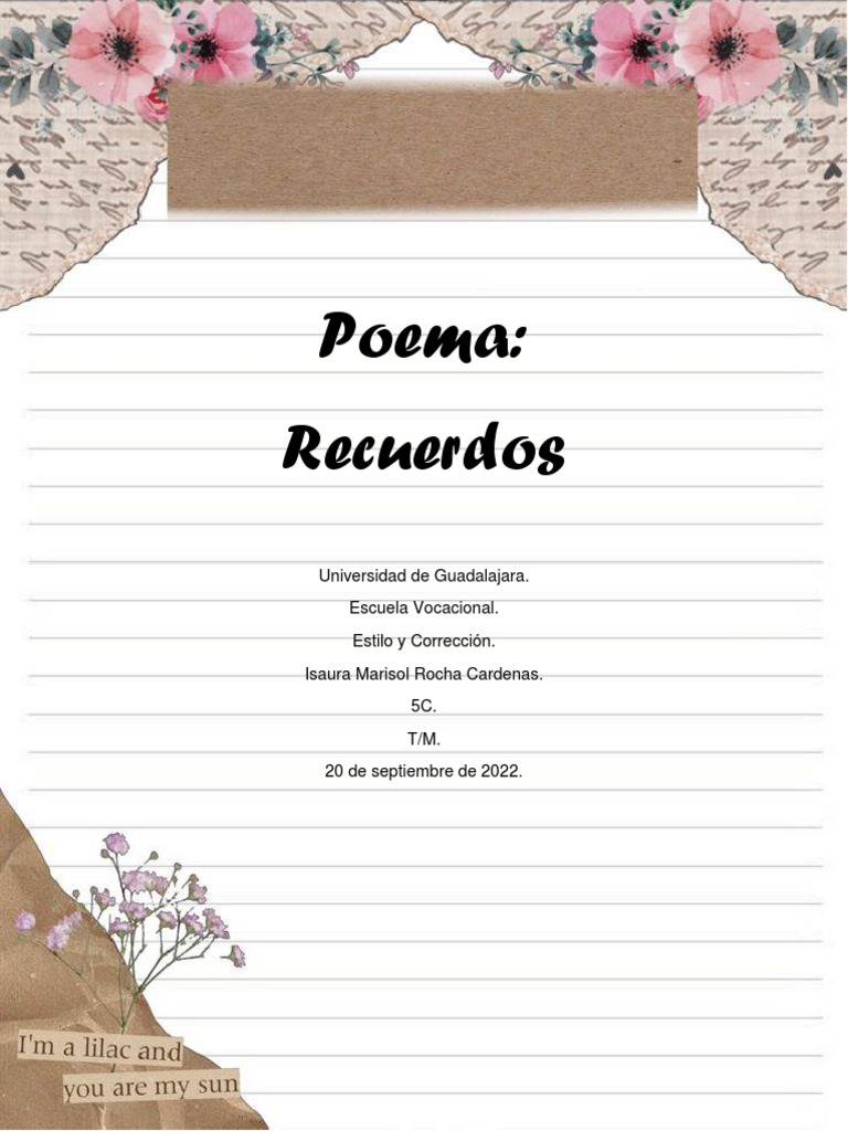 Poema sobre Recuerdos y Emociones | PDF