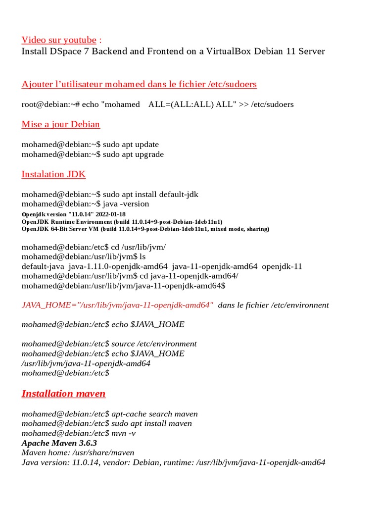 Commandes Installation Dspace | PDF | Postgre Sql | Java Virtual Machine