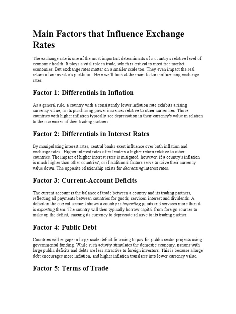 Main Factors That Influence Exchange Rates | PDF | Exchange Rate ...