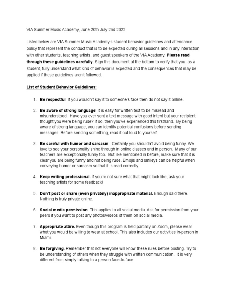 2022 Student Behavior Guidelines | PDF