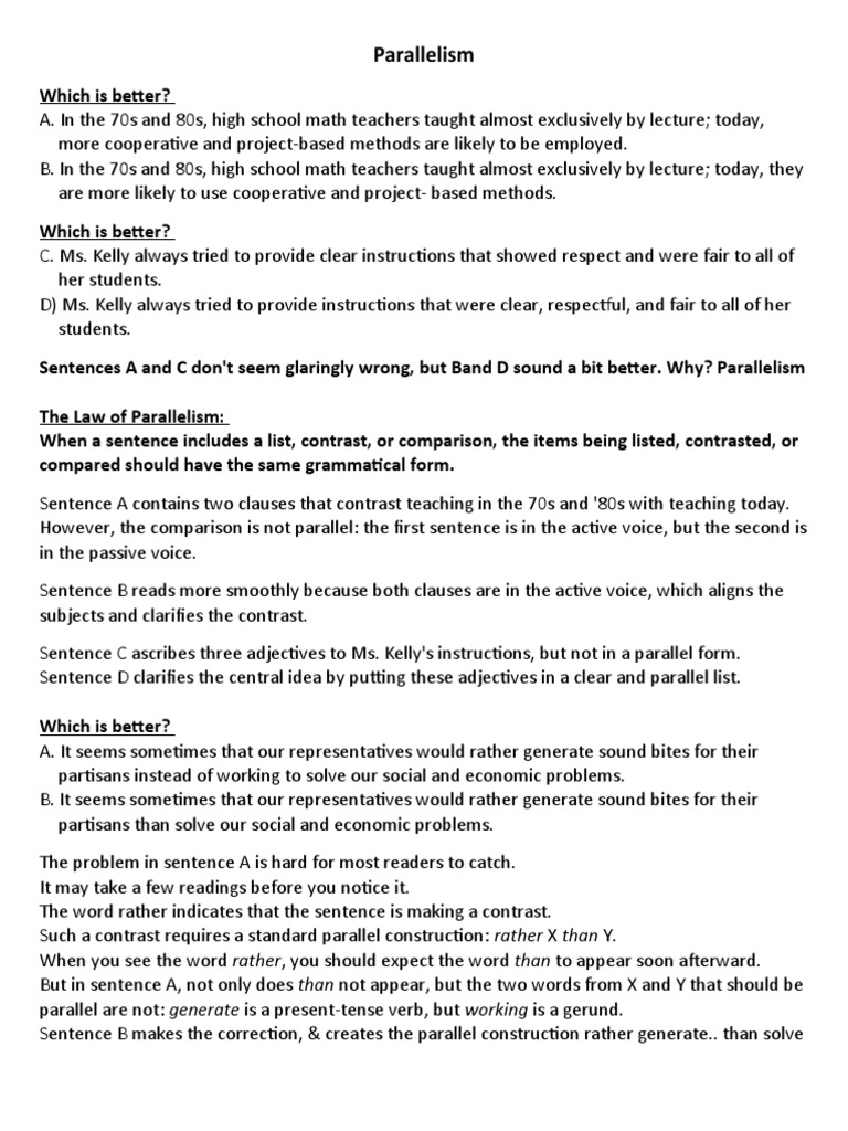 Parallelism | PDF | Sentence (Linguistics) | Linguistics