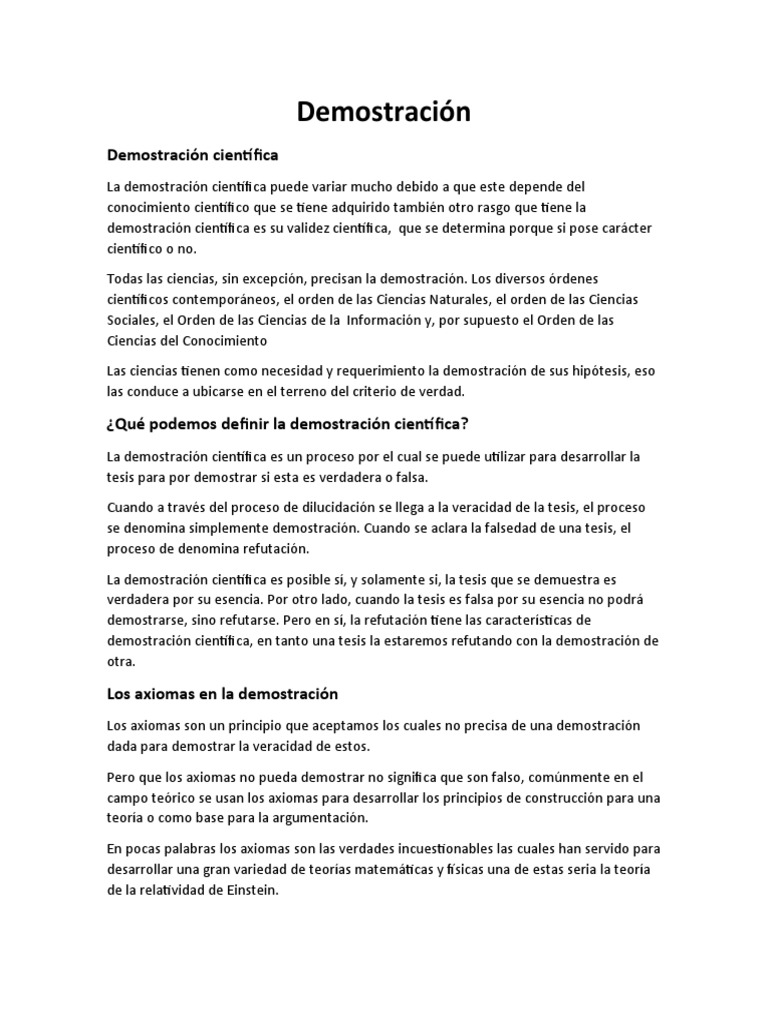 Demostración Científica: Conceptos Clave | PDF | Prueba matemática | Verdad