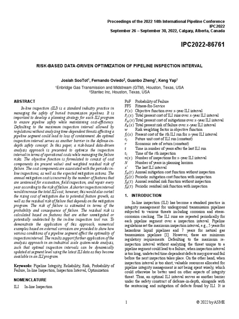 IPC2022-86761 ILI Interval Optimization - Final | PDF | Mathematical Optimization | Risk
