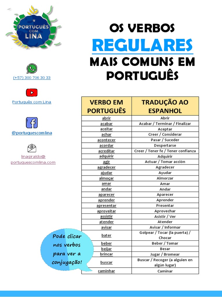 Lista de Verbos em Português | PDF