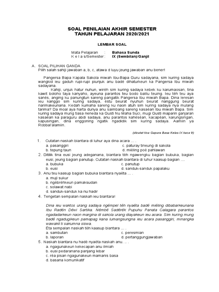 Soal PAS 9.1 | PDF