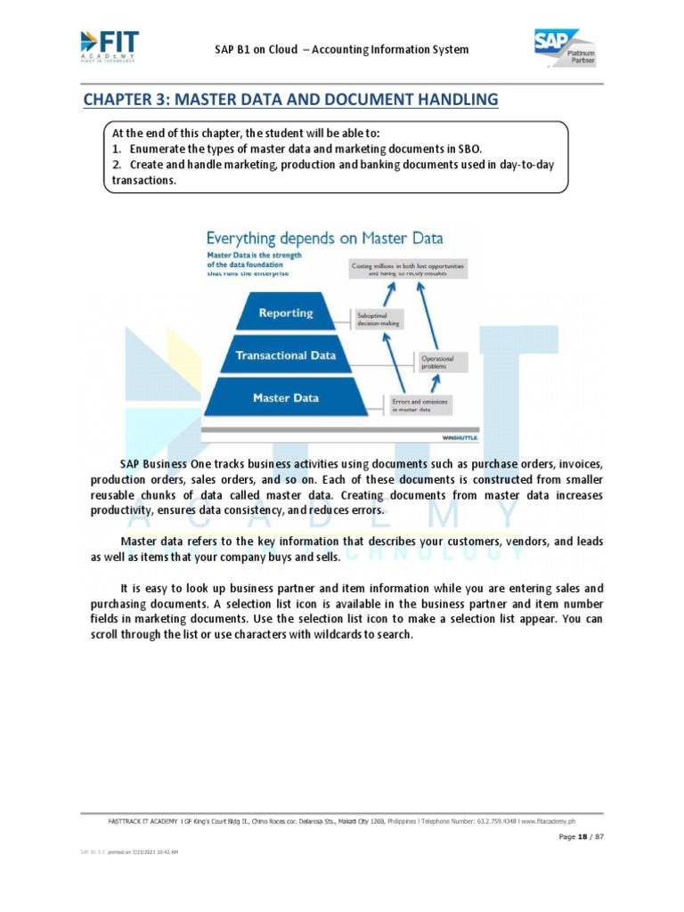 Chapter3 Masterdataanddocumenthandling | PDF | Information | Cloud Computing