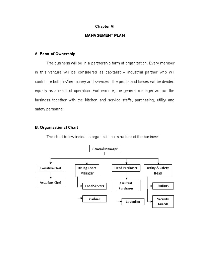 8 - Chapter 6 Management Plan | Download Free PDF | Kitchen | Chef