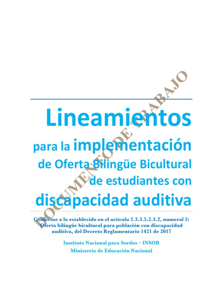Lineamientos para Oferta Bilingüe Sorda | PDF | Ciencias sociales
