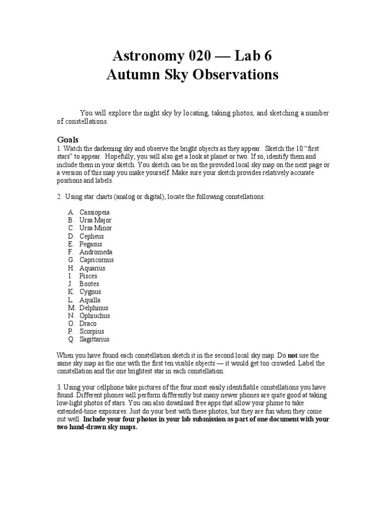 Lab 6 - Autumn Sky Observation | PDF | Social Science