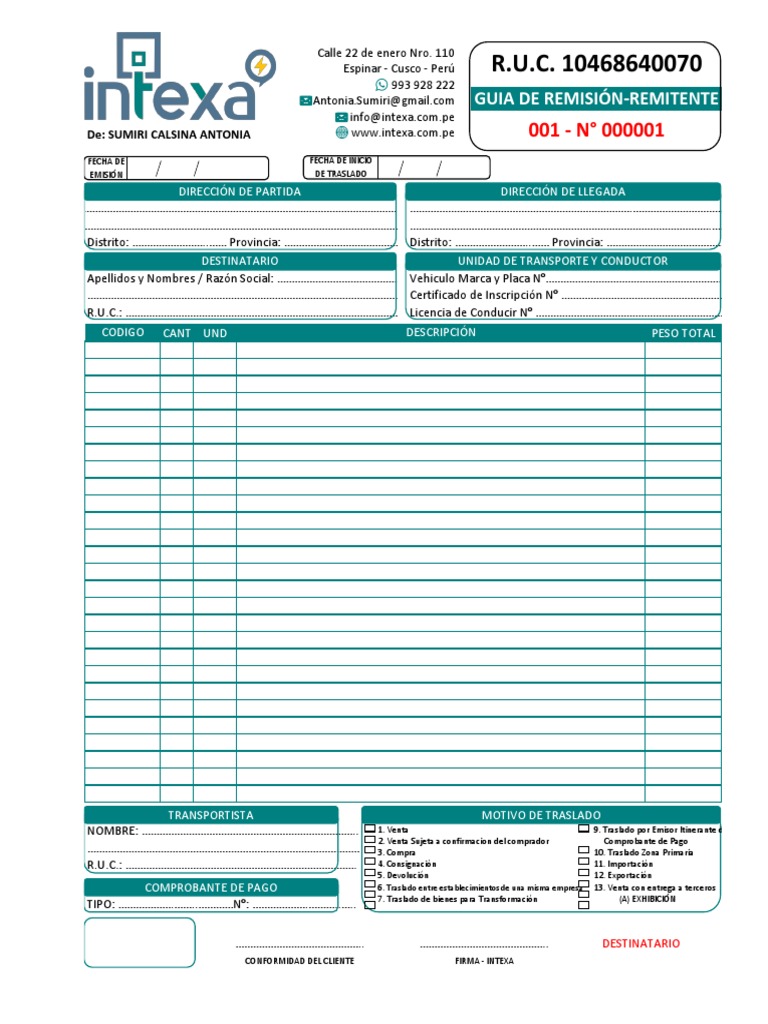 Modelo Guia Remision | PDF