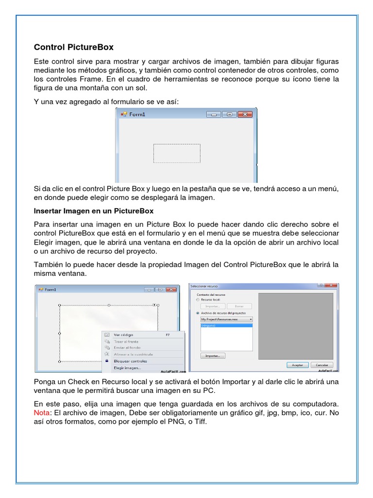 Guía de Uso del Control PictureBox | PDF | Ventana (informática ...