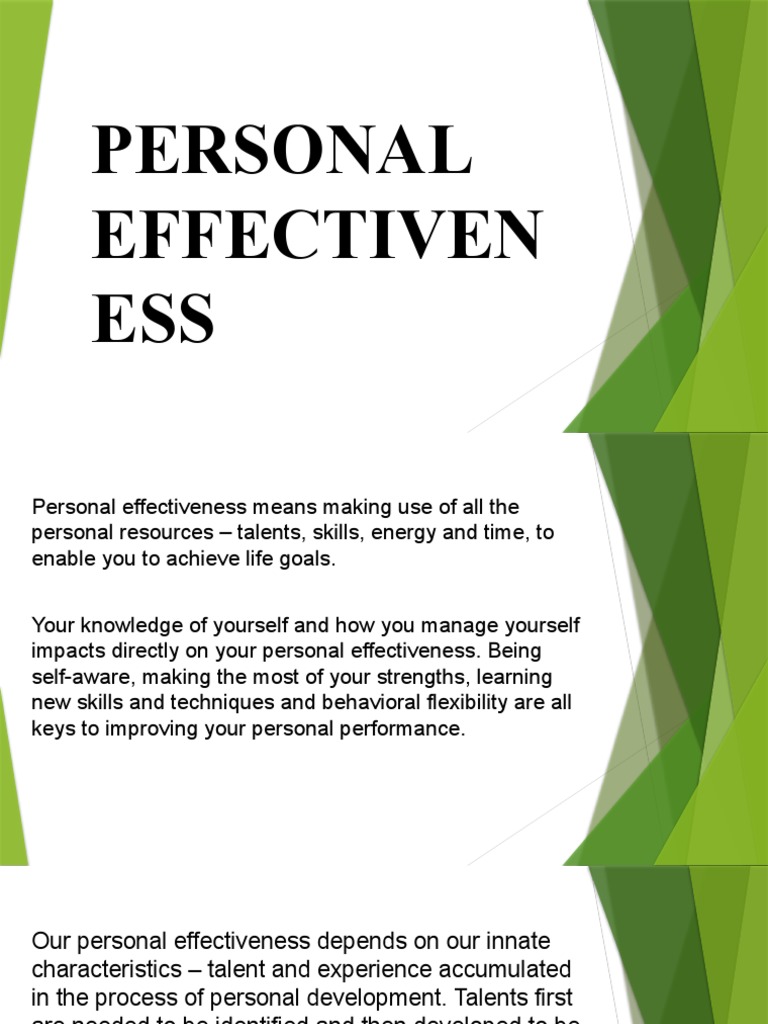 Personal Effectiveness | PDF | Disciplines | Metaphysics Of Mind