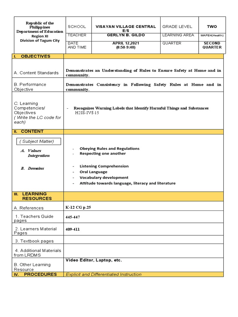 Lesson Plan (Health-2) | PDF | Learning | Differentiated Instruction