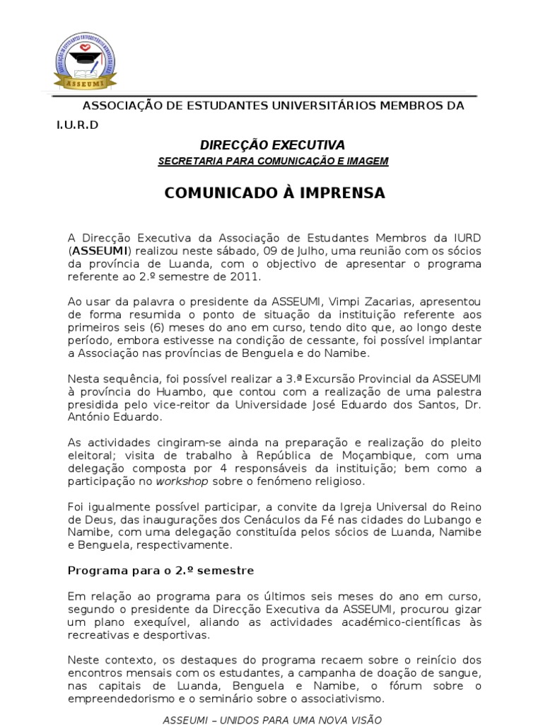 Comunicado de Imprensa | PDF