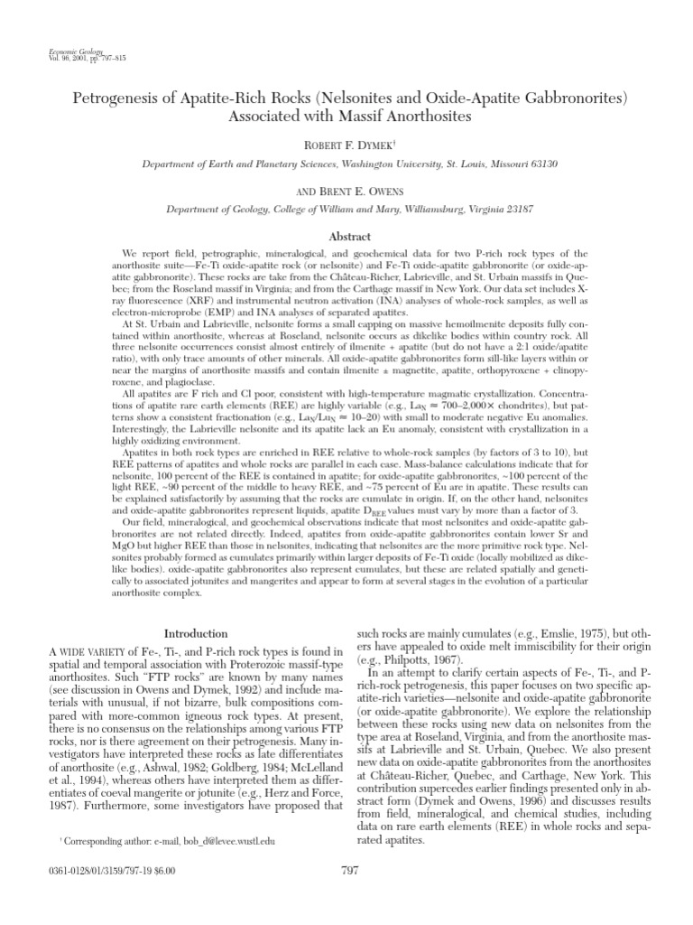 Dymek and Owens 2001 | Download Free PDF | Rocks | Materials