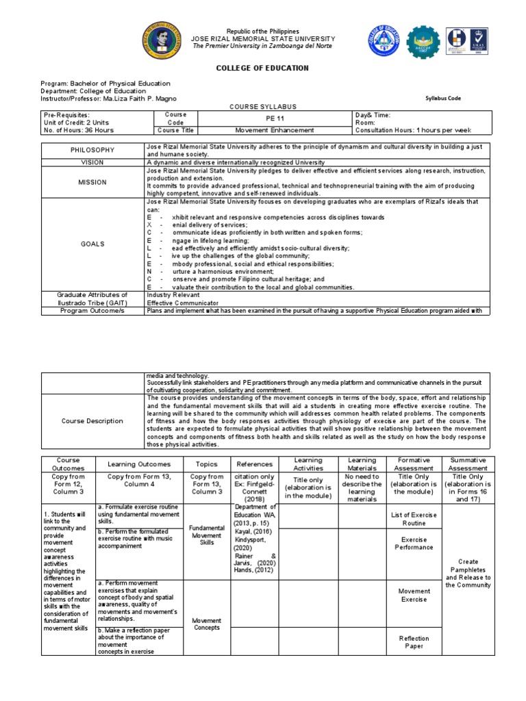 Pe 11 Movement Enhancement | PDF | Physical Fitness | Self Esteem