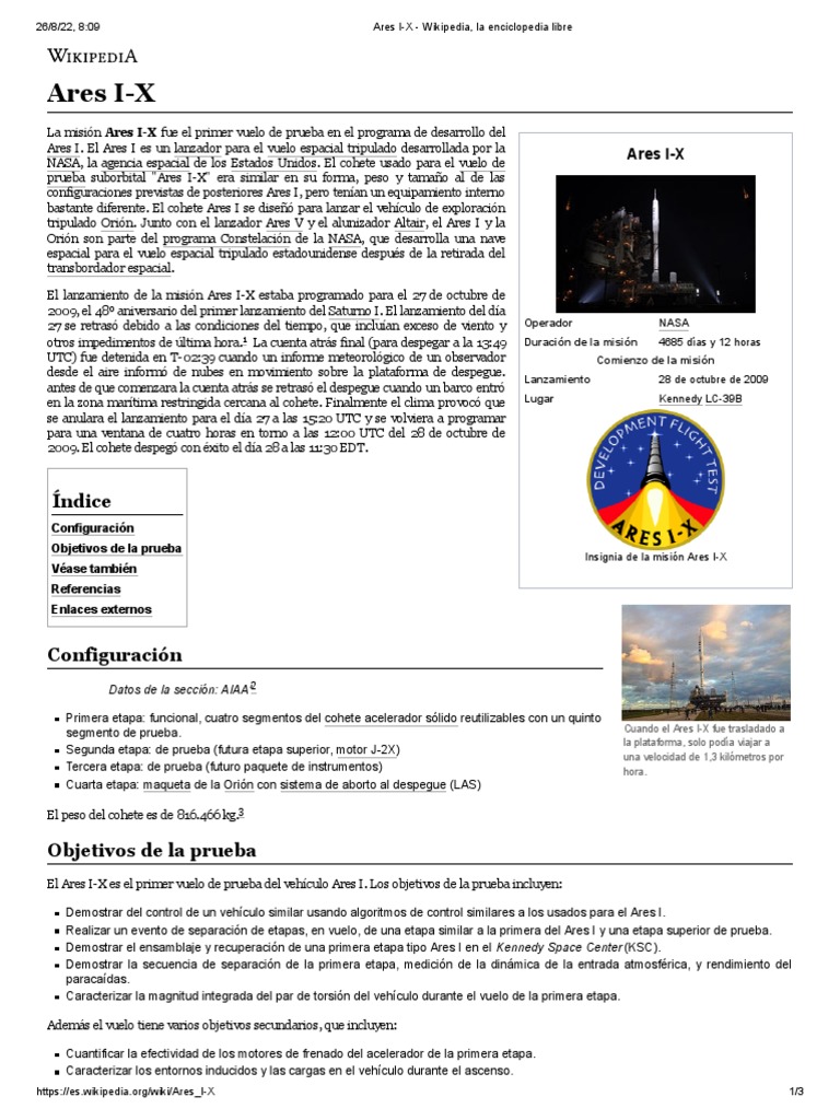 Ares I-X | PDF | Transporte | Exploración espacial