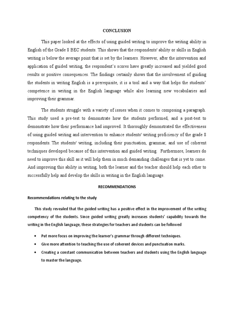 CONCLUSION and RECO | PDF | Learning | English Language