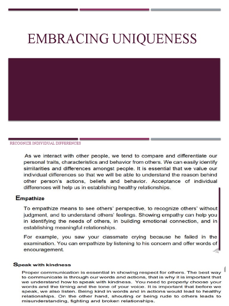 Embracing Uniqueness | PDF