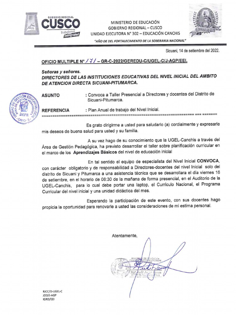 Oficio de Convocatoria | PDF