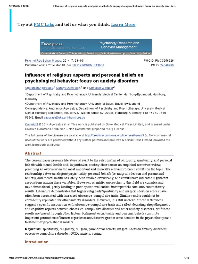 AGORASTOS ET AL, 2014 - Influence of Religious Aspects and Personal ...