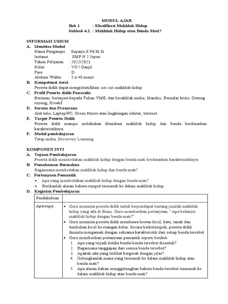 MA Bab 4 Klasifikasi Makhluk Hidup | PDF
