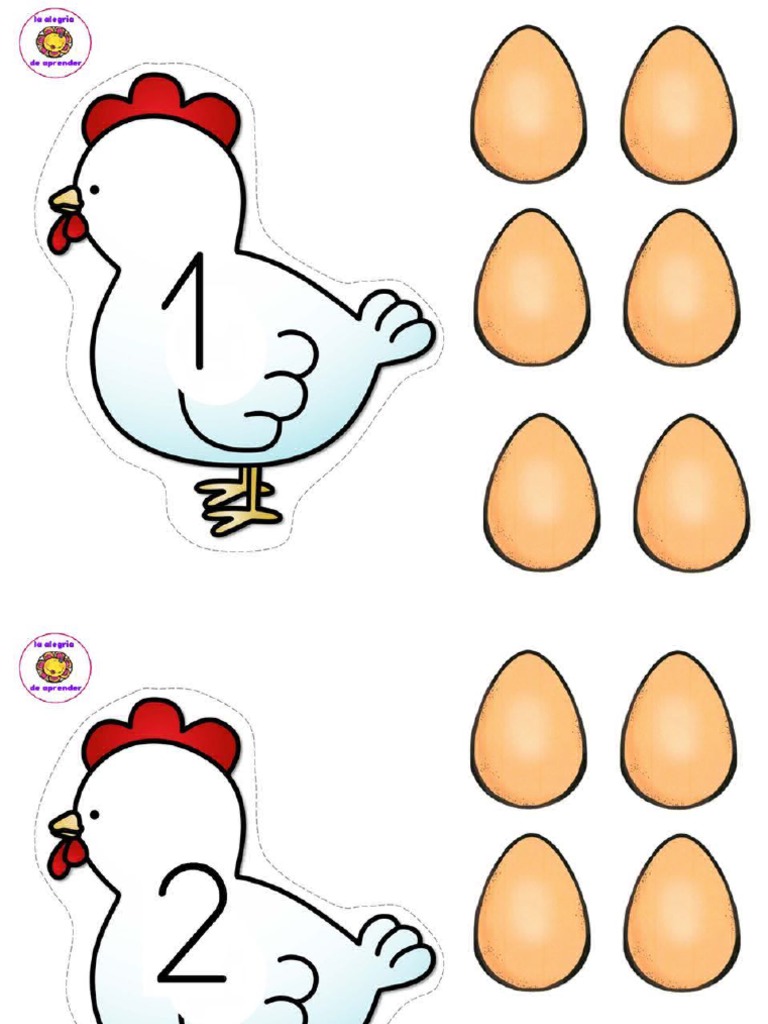 Fichas de Conteo Con Gallinitas y Huevitos Por Materiales Educativos ...