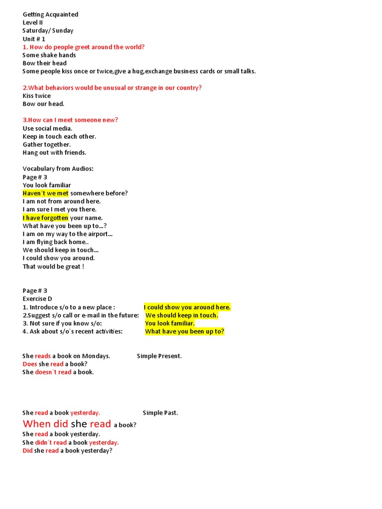 Getting Acquainted | PDF | Language Arts & Discipline