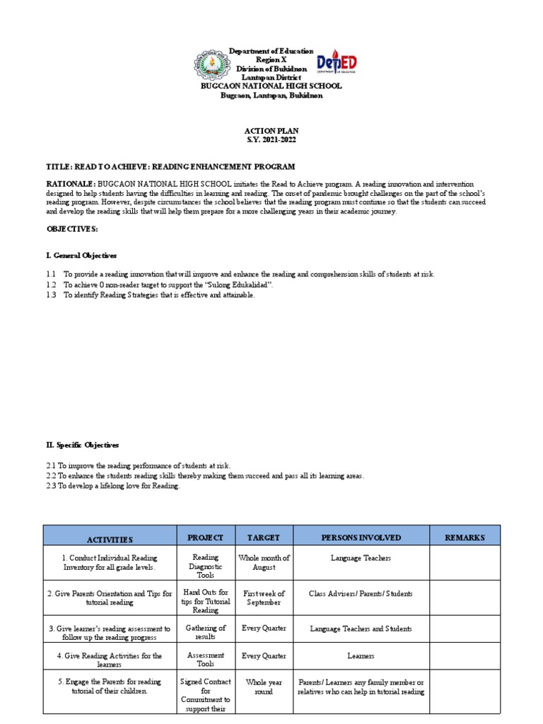 Reading Action Plan 2023 Final | Download Free PDF | Reading ...