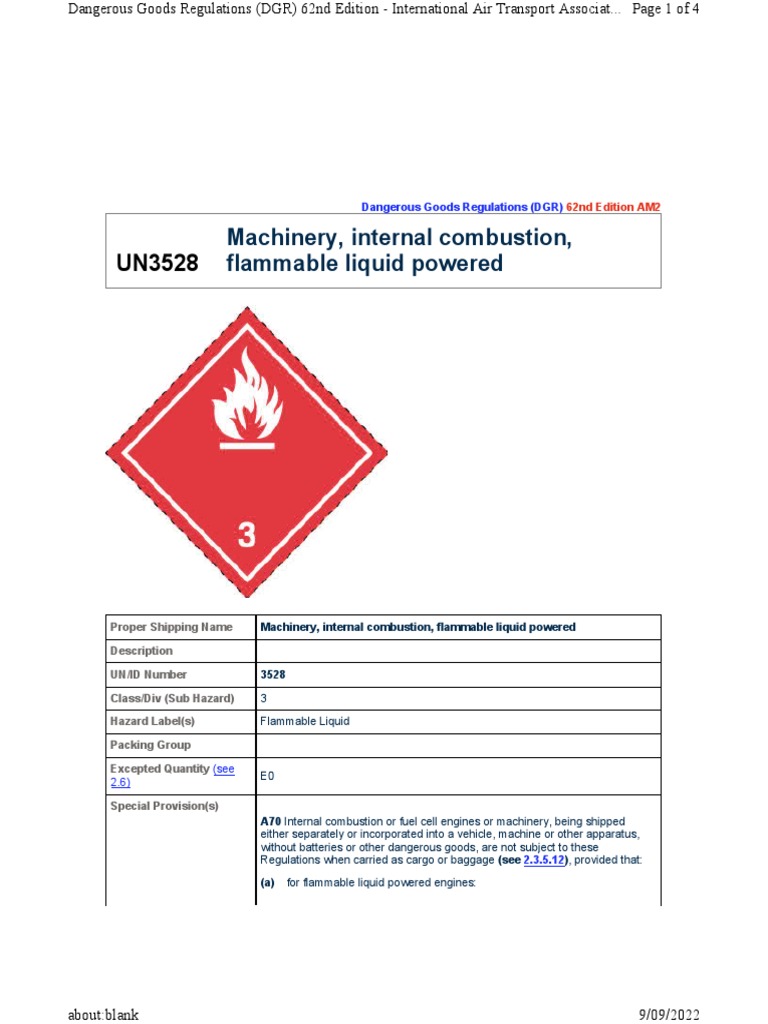 UN3528 | PDF | Dangerous Goods | Engines