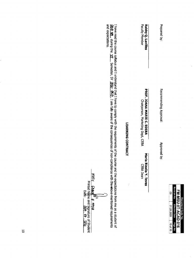 DBA 351 - Learning Contract | PDF