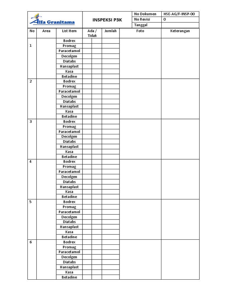 Laporan Inspeksi P3K | PDF