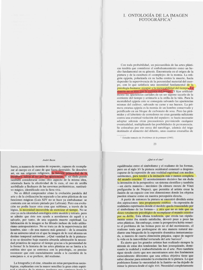 Ontologia de La Imagen Fotografica. André Bazín. | PDF