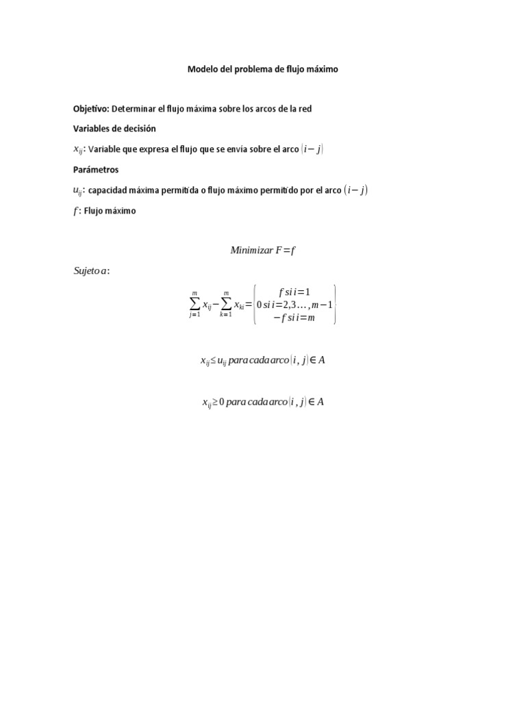 Modelo Del Problema de Flujo Máximo en Redes | PDF