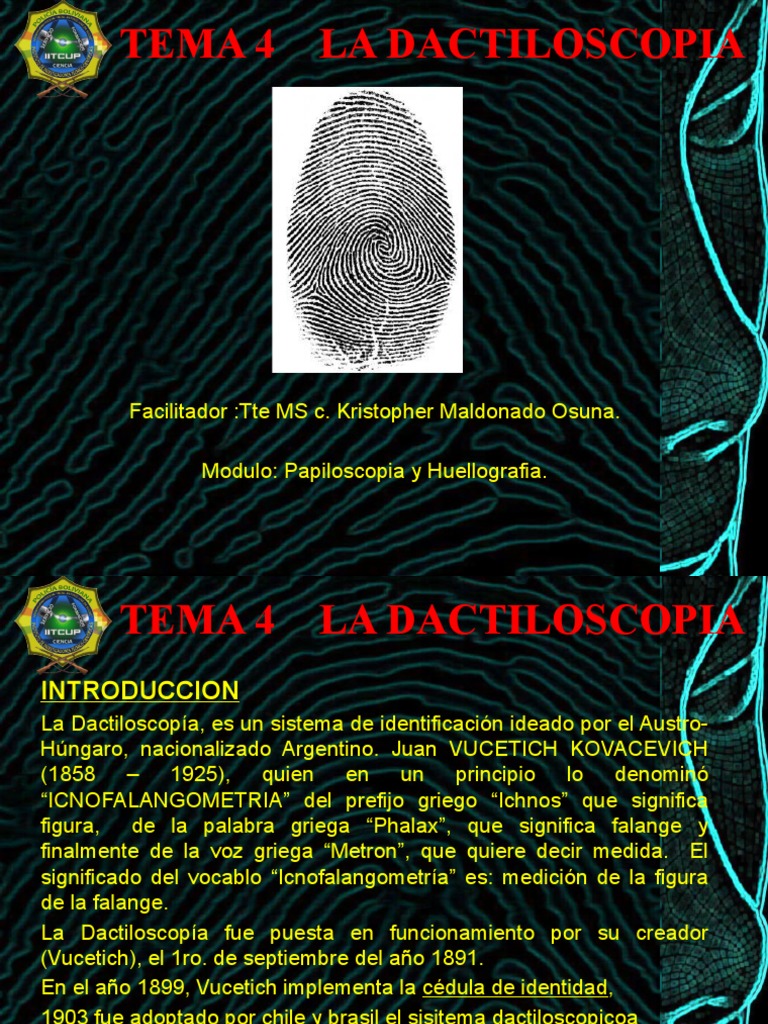 Tema 4 La Dactilos | PDF | Huella dactilar | Biometría