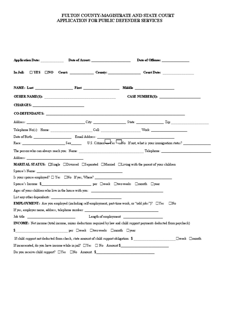 Application For Public Defender | PDF | Making False Statements | Child ...