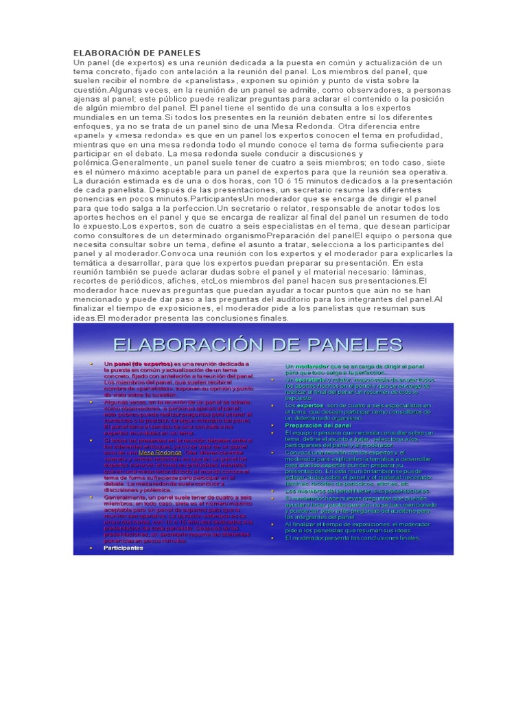 Elaboración de Paneles | PDF