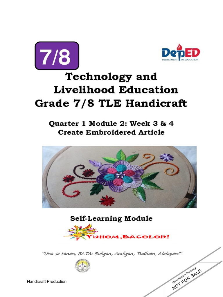 Grade 7-8 - Handicraft Q1 W3-W4 | PDF | Embroidery
